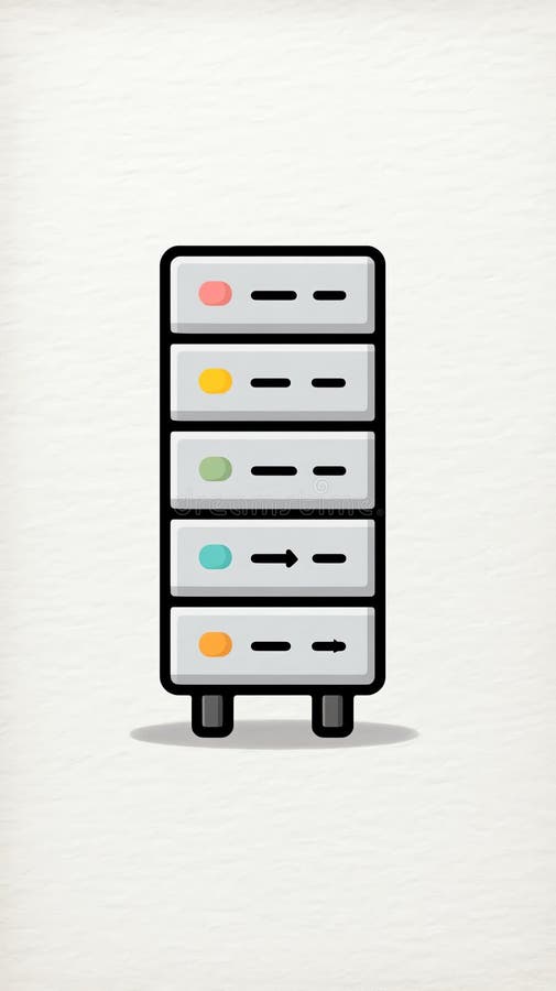 Data Storage Raid System Concept, Stylish Server Rack with Colorful Indicators and Simple Design ...