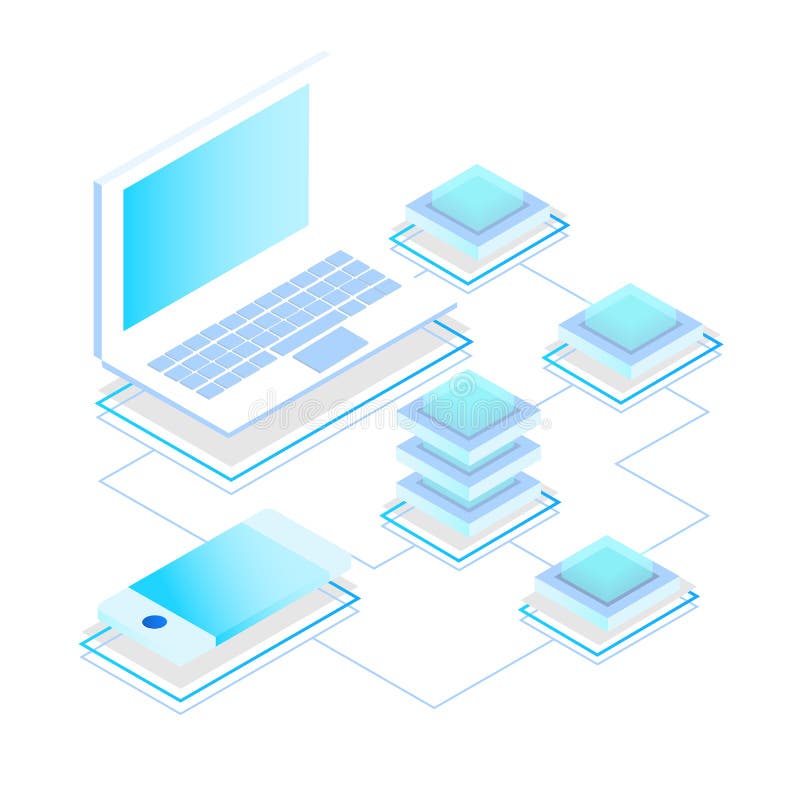 Data Storage Servers, Blockchain Technology Isometric Stock Vector ...