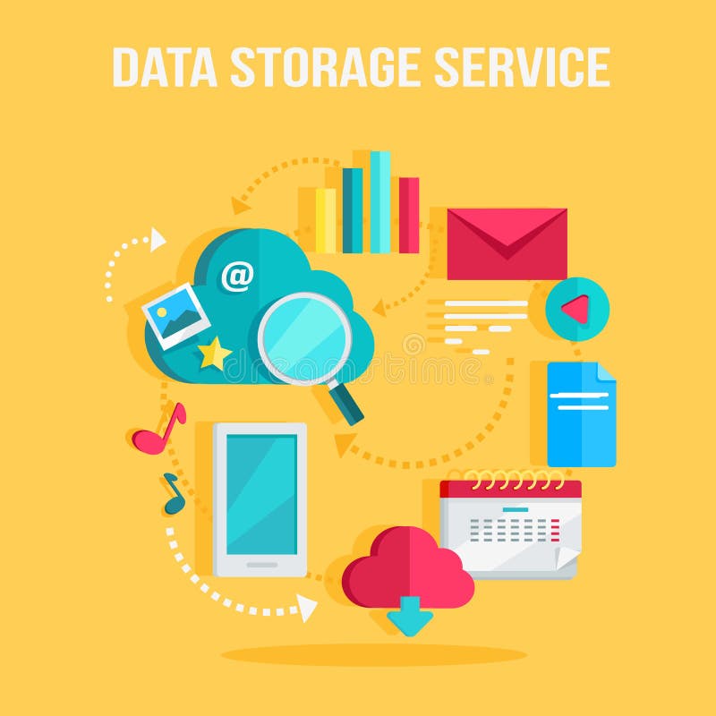 Data Storage Service Banner Stock Vector - Illustration of online, file ...