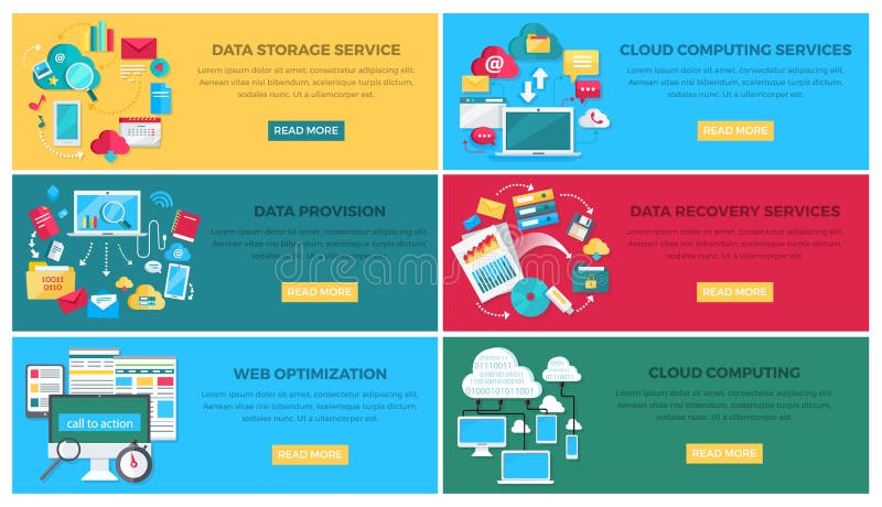 Data Storage Service Banner Stock Vector - Illustration of backup ...