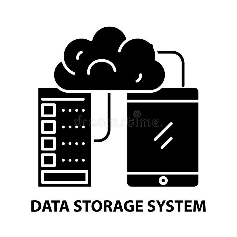 Data Storage System Icon, Black Vector Sign with Editable Strokes ...