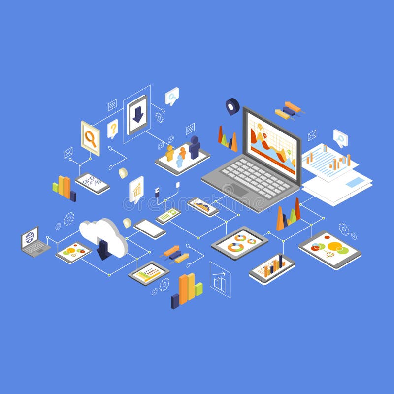 Data Storage and Technology Isometric Vector Stock Vector ...
