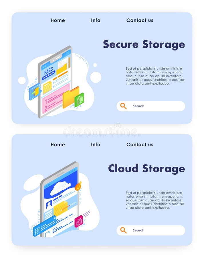 Storage Vector Website Landing Page Design Template Stock Vector ...