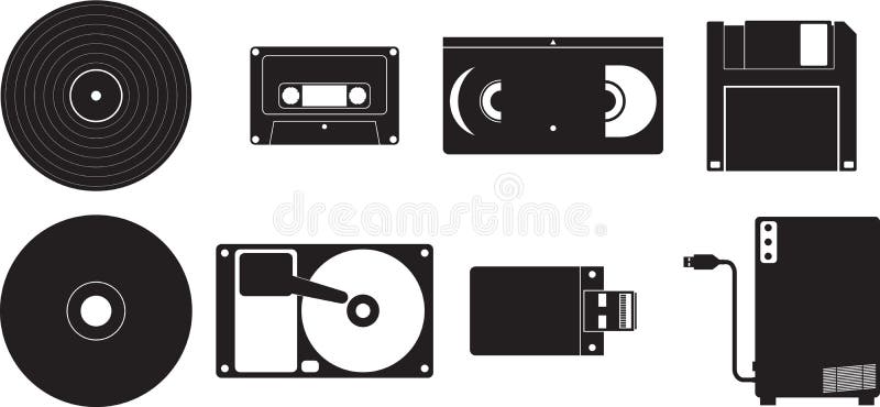 Data store devices set stock vector. Illustration of electronics - 31153695
