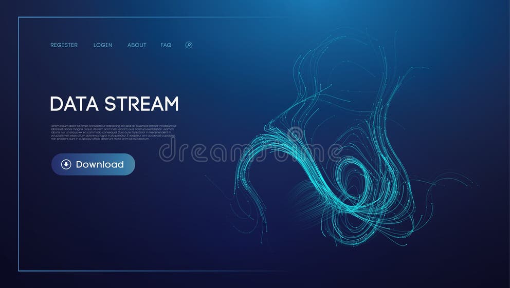 Data Stream Concept. Data Visualization Information Flow. Blue ...