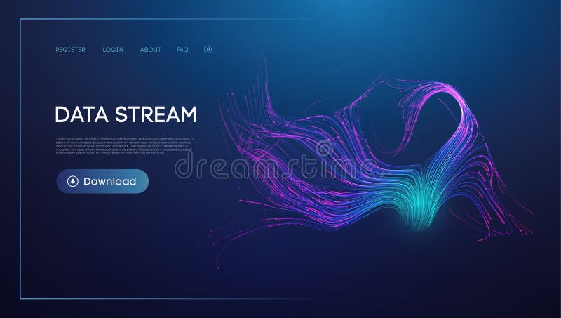 Data Stream Concept. Data Visualization Information Flow. Blue ...