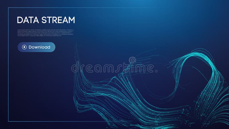 Data Stream Concept. Data Visualization Information Flow. Blue Technology Background Stock ...