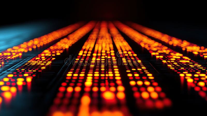 Data Stream Glowing Red Orange Server Room Stock Photo - Image of data ...