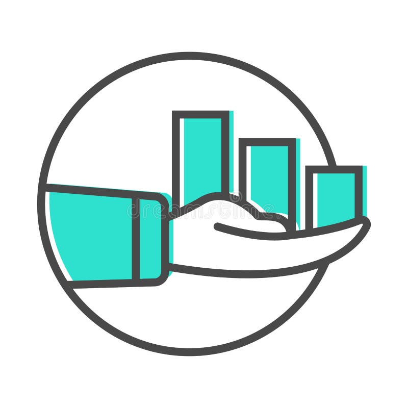 Data Stream Icon with Chart in Human Hand Sign Stock Illustration ...