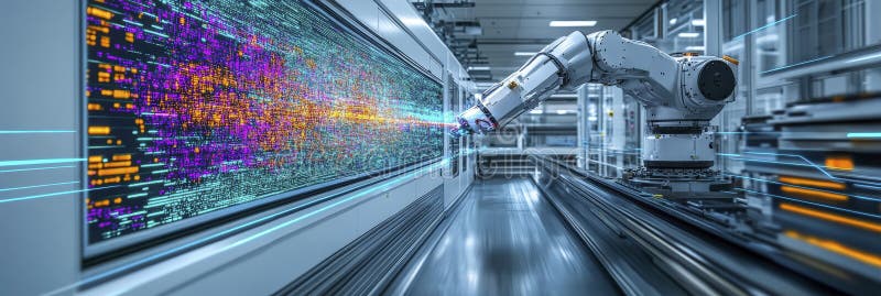 Data Stream Interaction by a Robotic Arm in Lab Stock Illustration ...