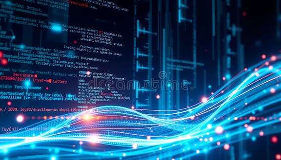 Data Stream Lines Abstract Tech Flow Generative AI Stock Illustration ...