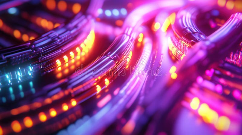 Data Stream, Network Cable, Neon Lights Stock Photo - Image of data ...