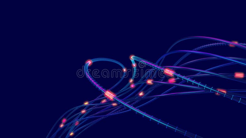 Data Stream, Network Cable, Neon Lights Twisted Wire Stock Illustration ...