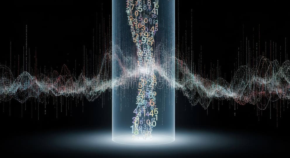 Digital Data Stream in a Glowing Cylinder Shape Stock Illustration ...