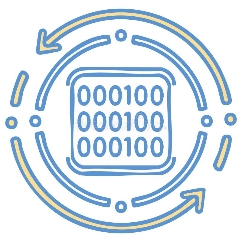 Data Stream Transformation Process with Binary Code Array and Conversion Arrows Stock ...
