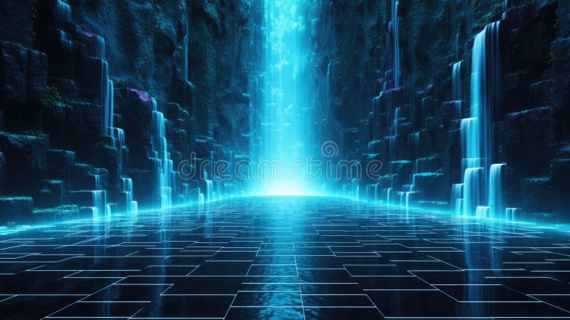 Datafall, a Binary Waterfall in the Digital Age Stock Photo - Image of ...