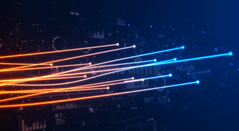 Data Streams Flow Across a Digital Network, Connecting through a Futuristic Interface. Stock ...