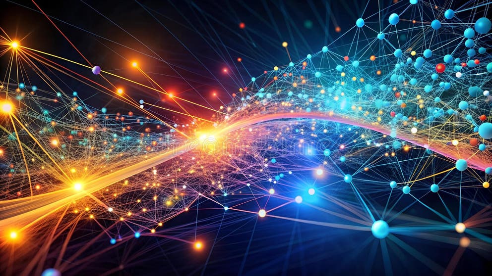 Data Streams Flowing through a Complex Network AI Generated Stock ...