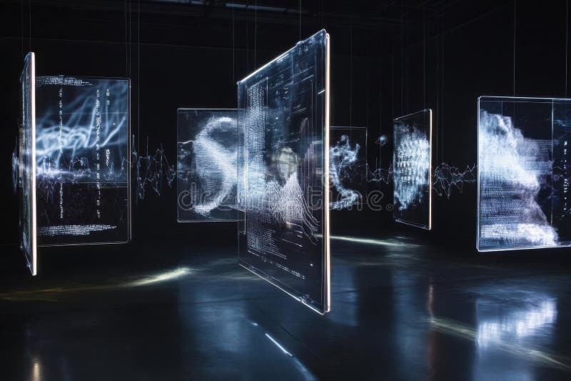 Data Streams Visualized, Abstract Art Installation with Futuristic ...