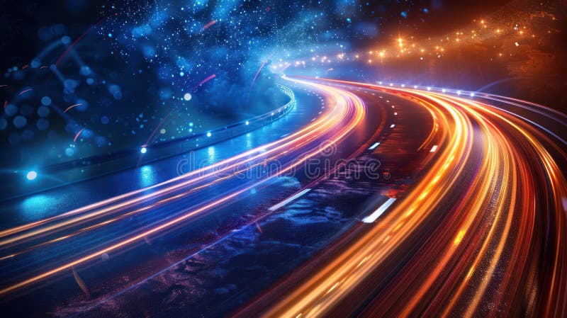 Data Superhighway: Flowing Streams of Light Representing High-Speed ...