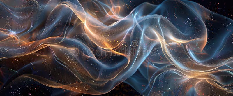 Data Surface Like Light Fabric or Mesh, Nano Material Abstract ...