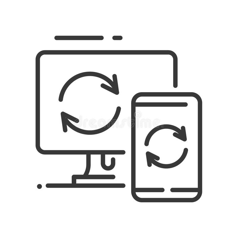 Data Sync Backup Icon stock vector. Illustration of orange - 34061891