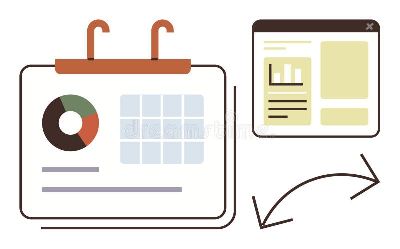 Data Synchronization between Calendar and Web Analytics Dashboard with Arrows Stock Vector ...