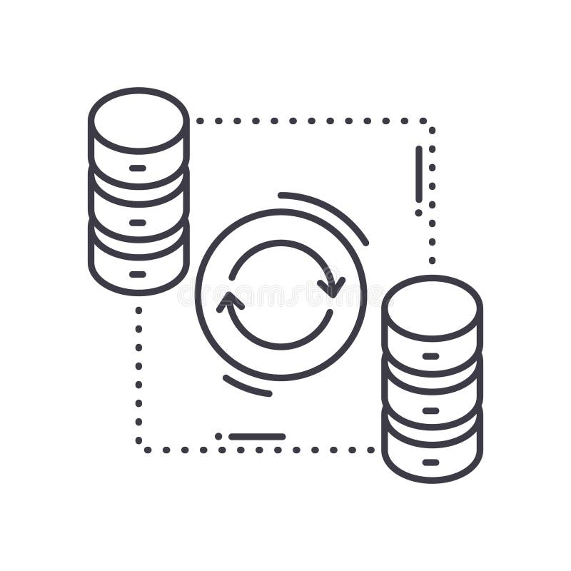 Data Synchronization Icon, Linear Isolated Illustration, Thin Line ...