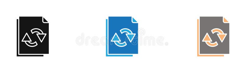 Data Synchronization Icon Line Art Logo Set Stock Illustration