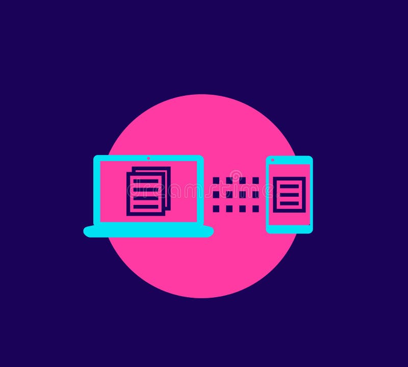 Data Synchronization Between Computer And Smartphone Stock Vector
