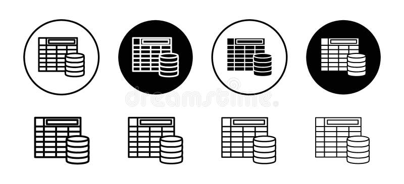 Data Table Vector Icon Set Collection. Data Table Outline Flat Icon ...