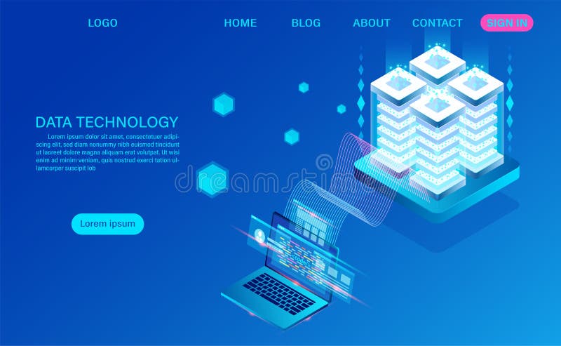 Data Technology and Big Data Processing Protecting Data Security Concept Stock Vector ...