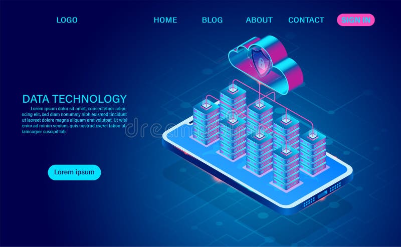 Data Technology and Big Data Processing Protecting Data Security Concept Stock Vector ...