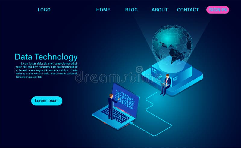 Data Technology and Big Data Processing Protecting Data Security Concept Stock Vector ...