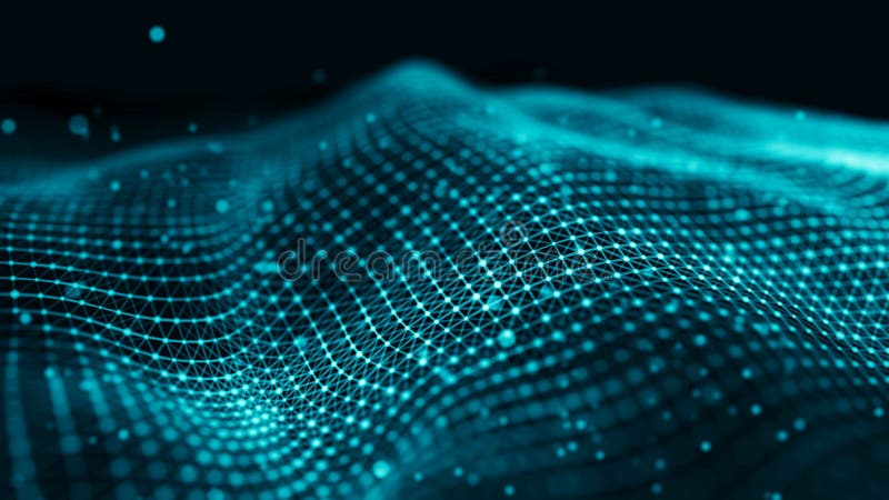 Data Technology Illustration. Wave with Connecting Dots and Lines on ...