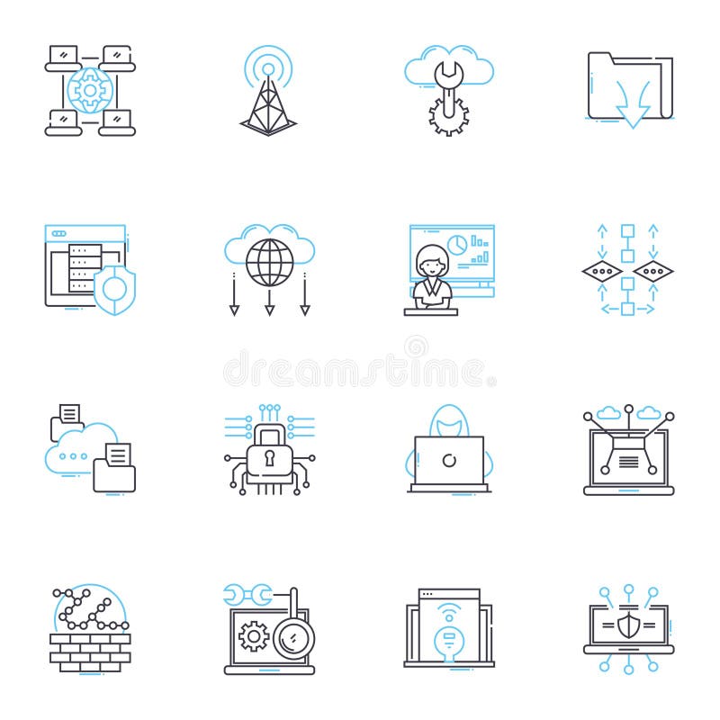 Data Technology Linear Icons Set. Analytics, Warehousing, Integration ...