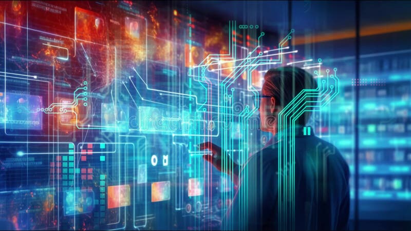 Data Technology Portrait. Some Elements are Made Using Images Obtained ...