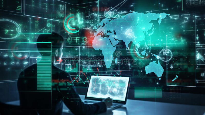 Data Technology Portrait. Some Elements are Made Using Images Obtained ...