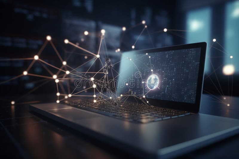 Data Technology and Social Connection Concept with Laptop and Network ...
