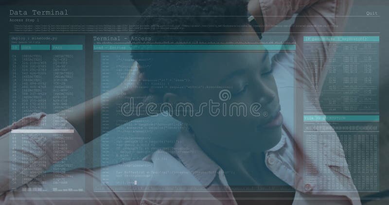 Data Terminal Access Image Over Person Working on Computer Stock Photo ...