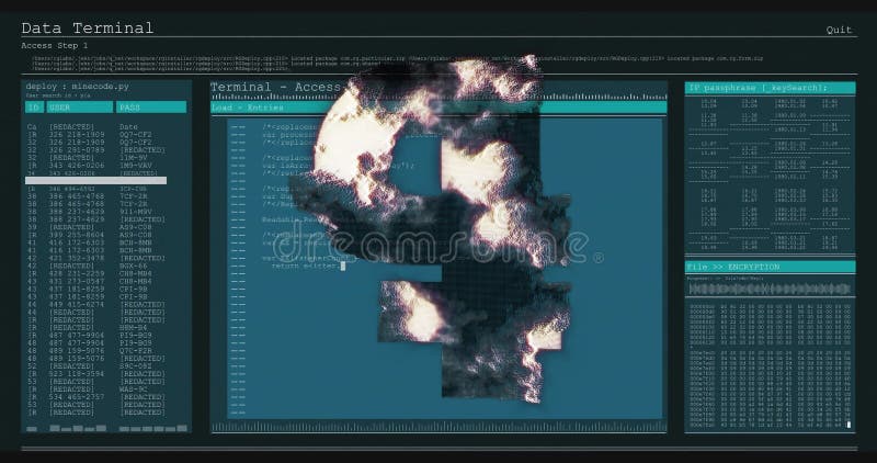 Data Terminal Screen with Encryption Code Animation Over Terminal Access Interface Stock Video ...