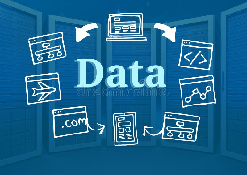 Data Text with Drawings Graphics Stock Illustration - Illustration of ...