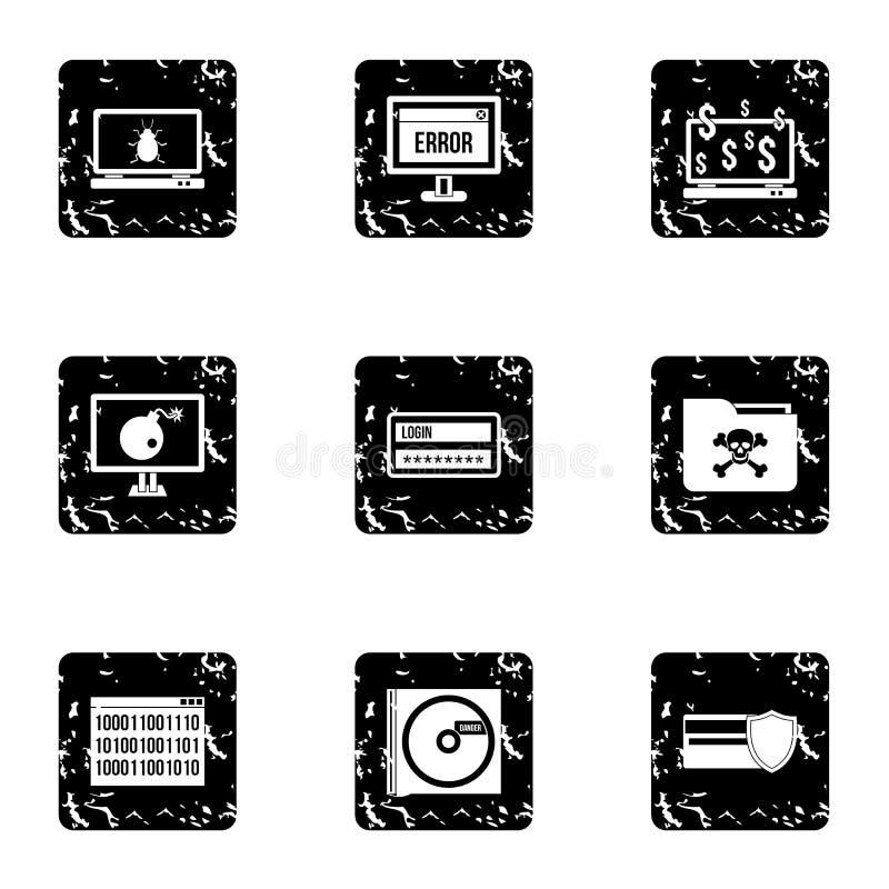 Theft Icons Set stock vector. Illustration of internet - 59379348