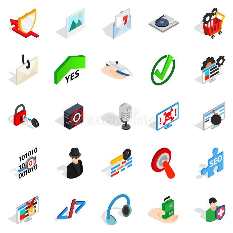Data Theft Icons Set, Isometric Style Stock Vector - Illustration of ...