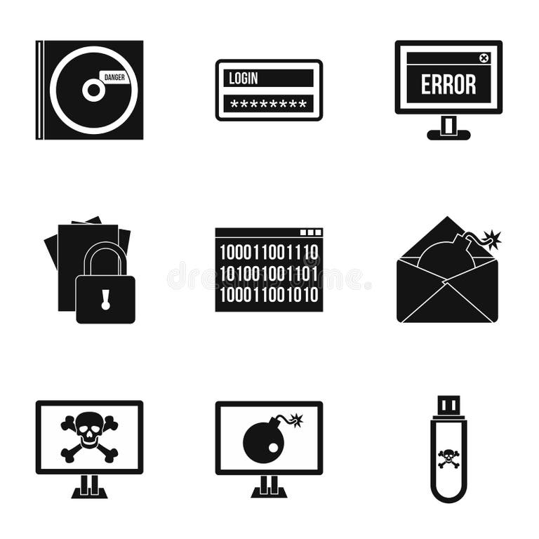 Data Theft Icons Set, Simple Style Stock Vector - Illustration of bomb ...