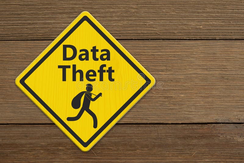 Data Theft Warning with Thief Sign Stock Photo - Image of security ...