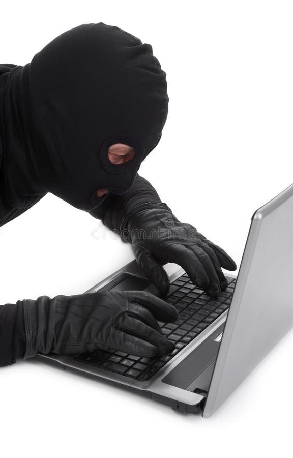 Data thief with laptop stock image. Image of burglar - 25152453