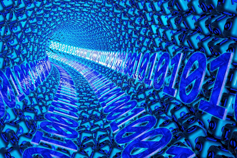 Digital Data Flow through Optical Wire Stock Illustration ...