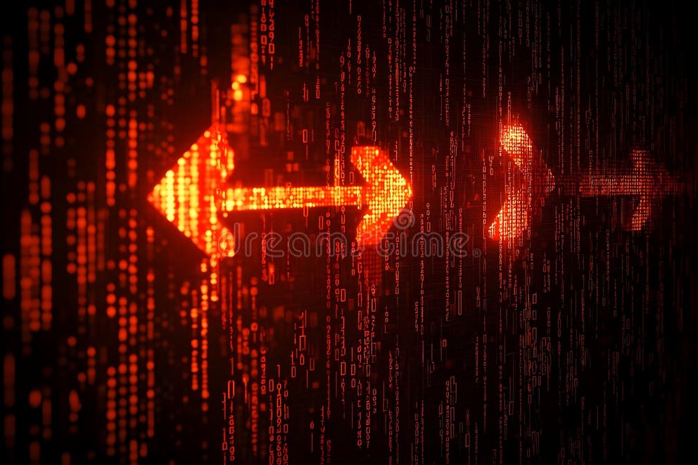 Data Transfer, Binary Code Background, Digital Arrows Stock Illustration - Illustration of ...