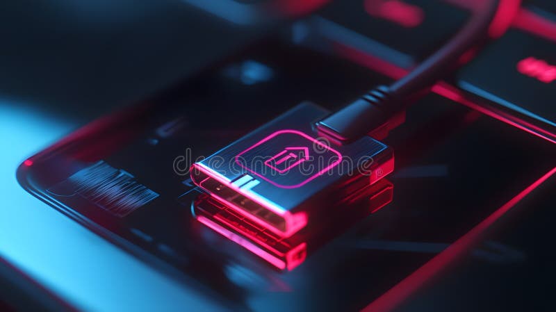 Data Transfer Cable Tech Setup Close-up Image Modern Environment Low ...